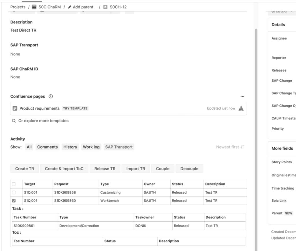 SAP Transport Management for Jira - CoreALM